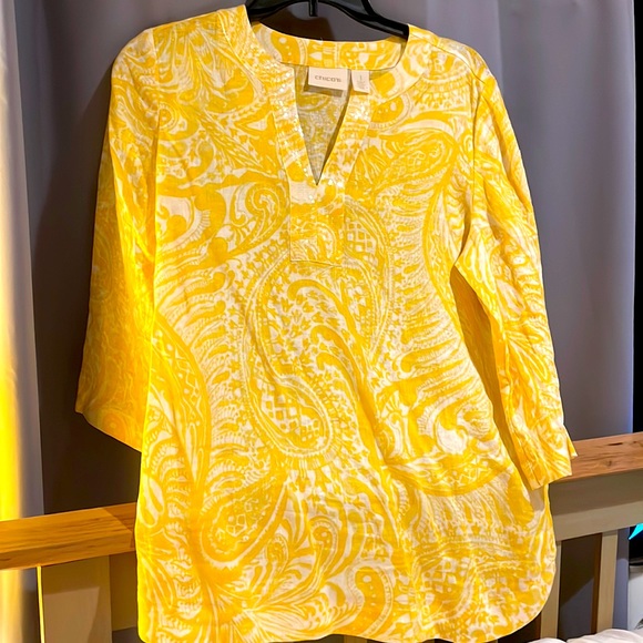 Chico's | Tops | Beautiful Bright Chicos Linen Beaded V Neck Tunic ...
